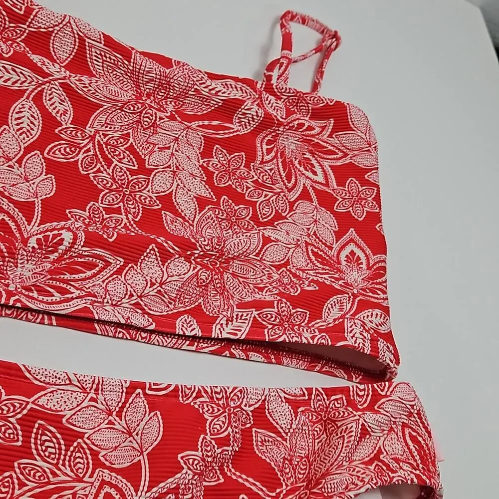 Seafolly | Swim | Seafolly Tropo Loco Red Floral Ribbed 2piece Tube ...